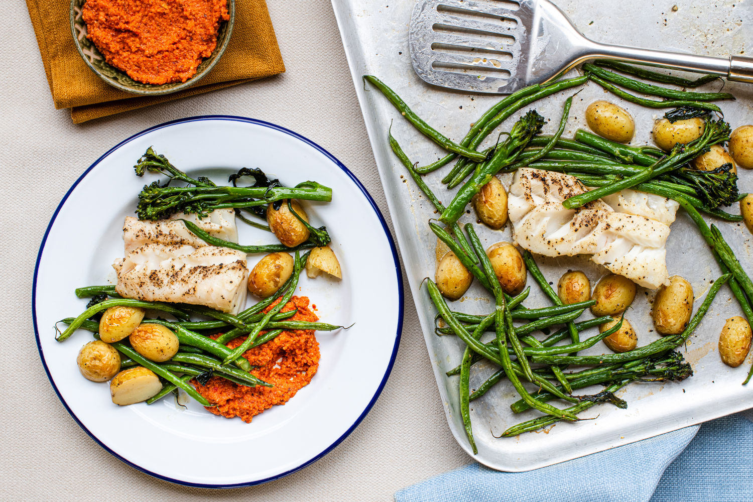 Cod, Potato, and Broccoli Traybake with Romesco Sauce | The Doctor's ...