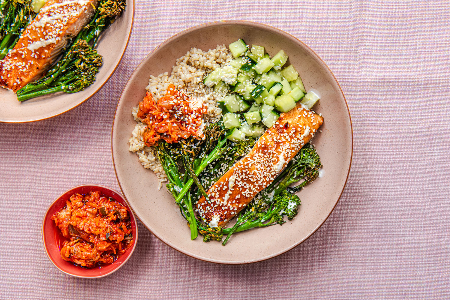 Gochujang Salmon Bowls with Sesame Roasted Broccoli and Kimchi | The Doctor's Kitchen