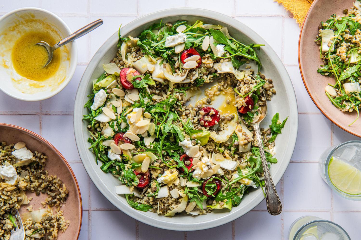 Lentil, Bulgur Wheat, Rocket, Chicory and Cherry Salad with Goat's ...