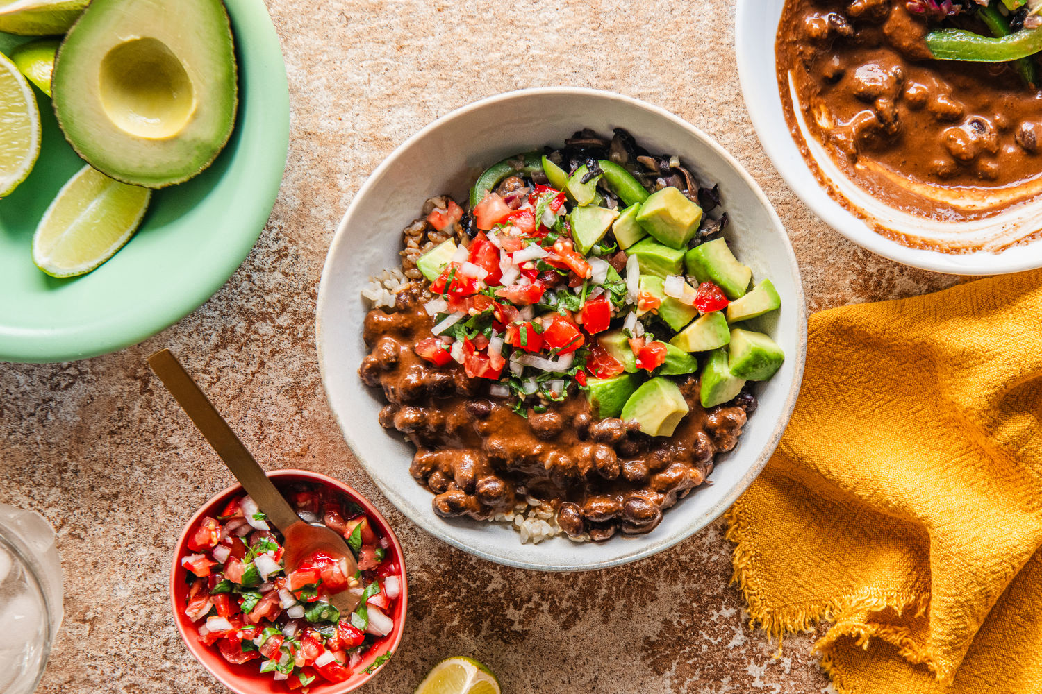 Mole Black Beans, Mushrooms, and Pico de Gallo Rice Bowl | The Doctor's ...