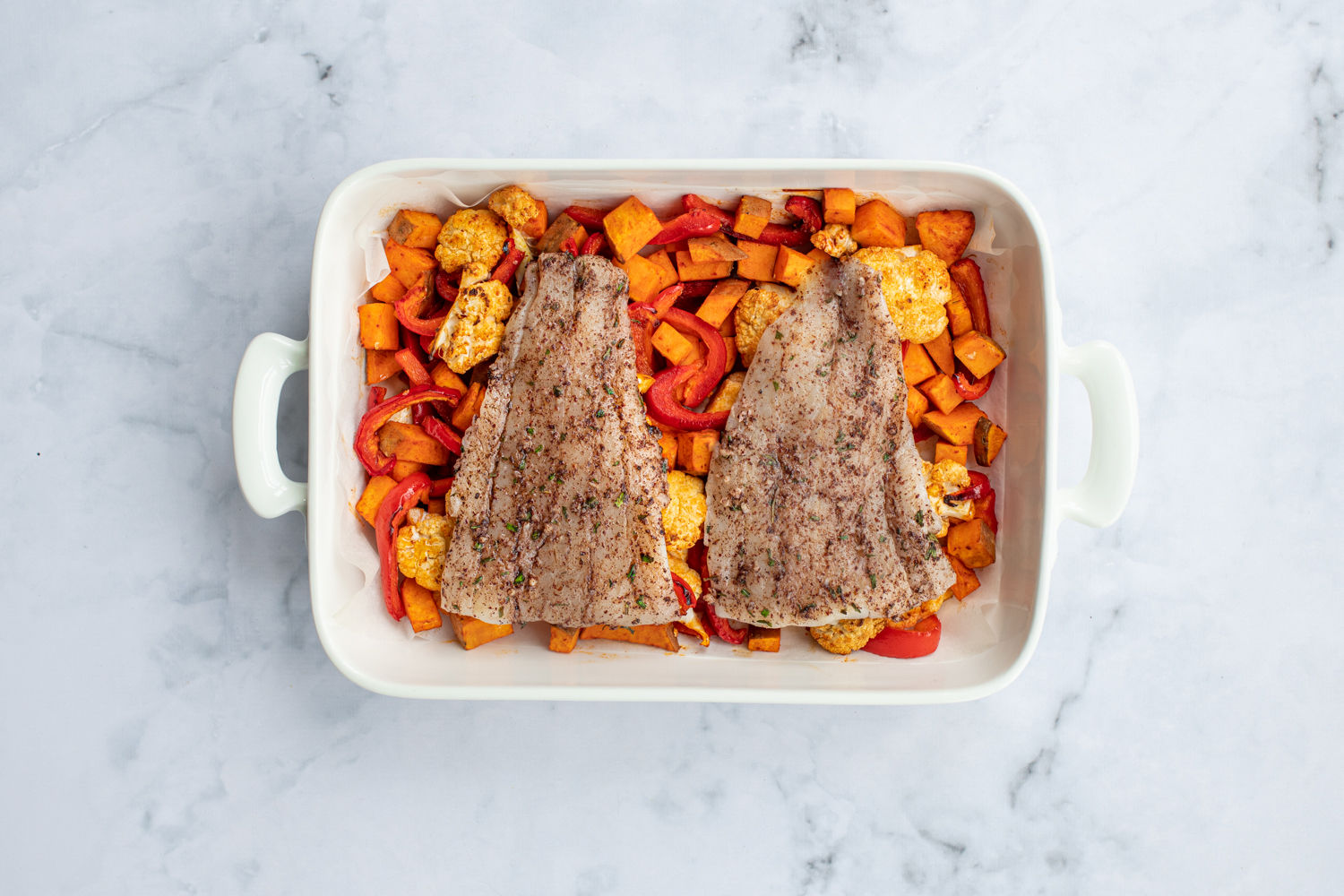 Cinnamon and Sumac Cod with Sweet Potato Traybake | The Doctor's Kitchen