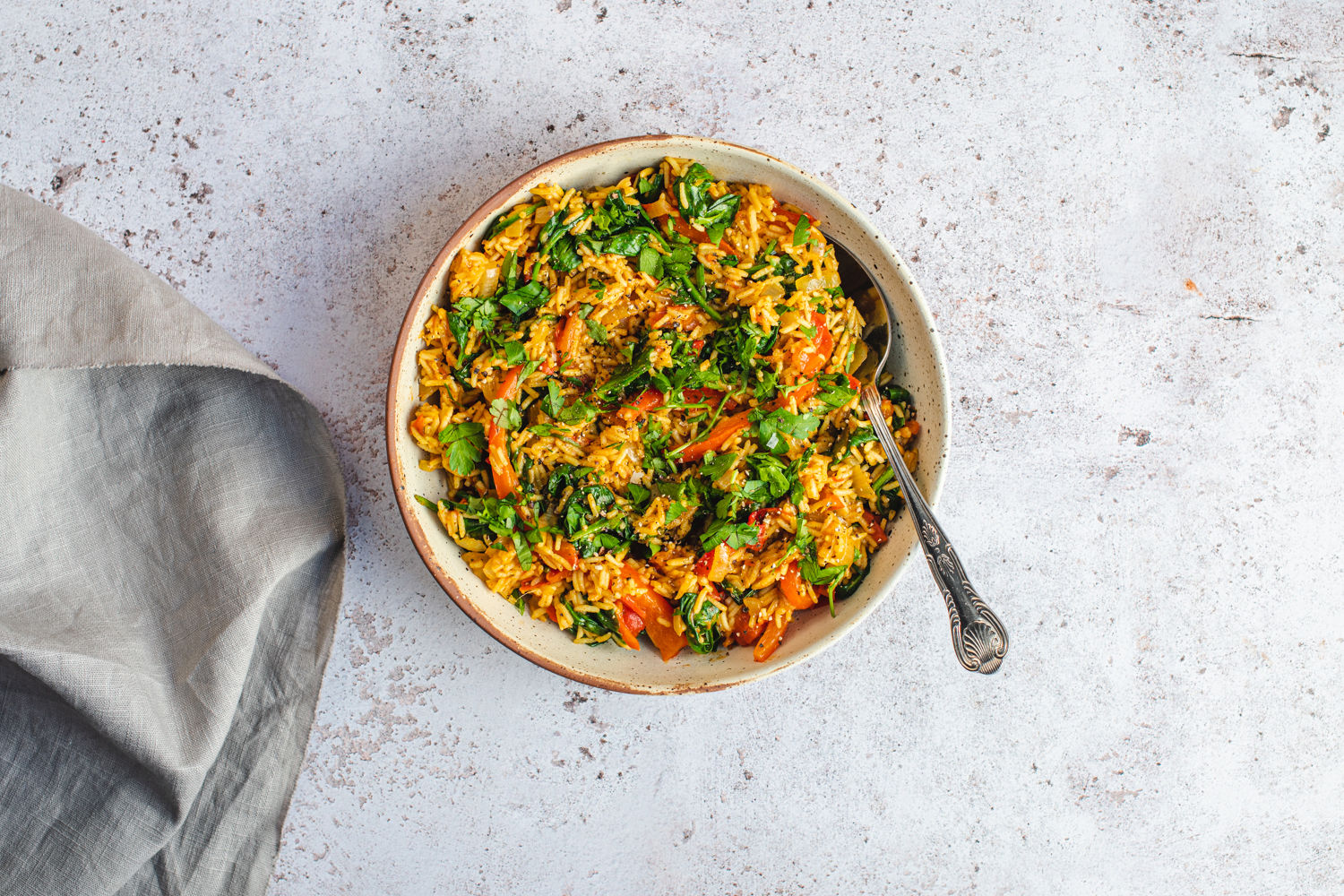 Spiced Rice with Paprika, Red Pepper and Spinach | The Doctor's Kitchen